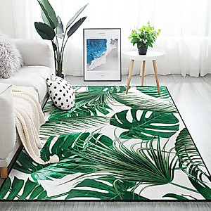 ALAZA Tropical Palm Tree Leaves Leaf Green Area Rug Rugs for Living Room Bedroom 7' x 5'