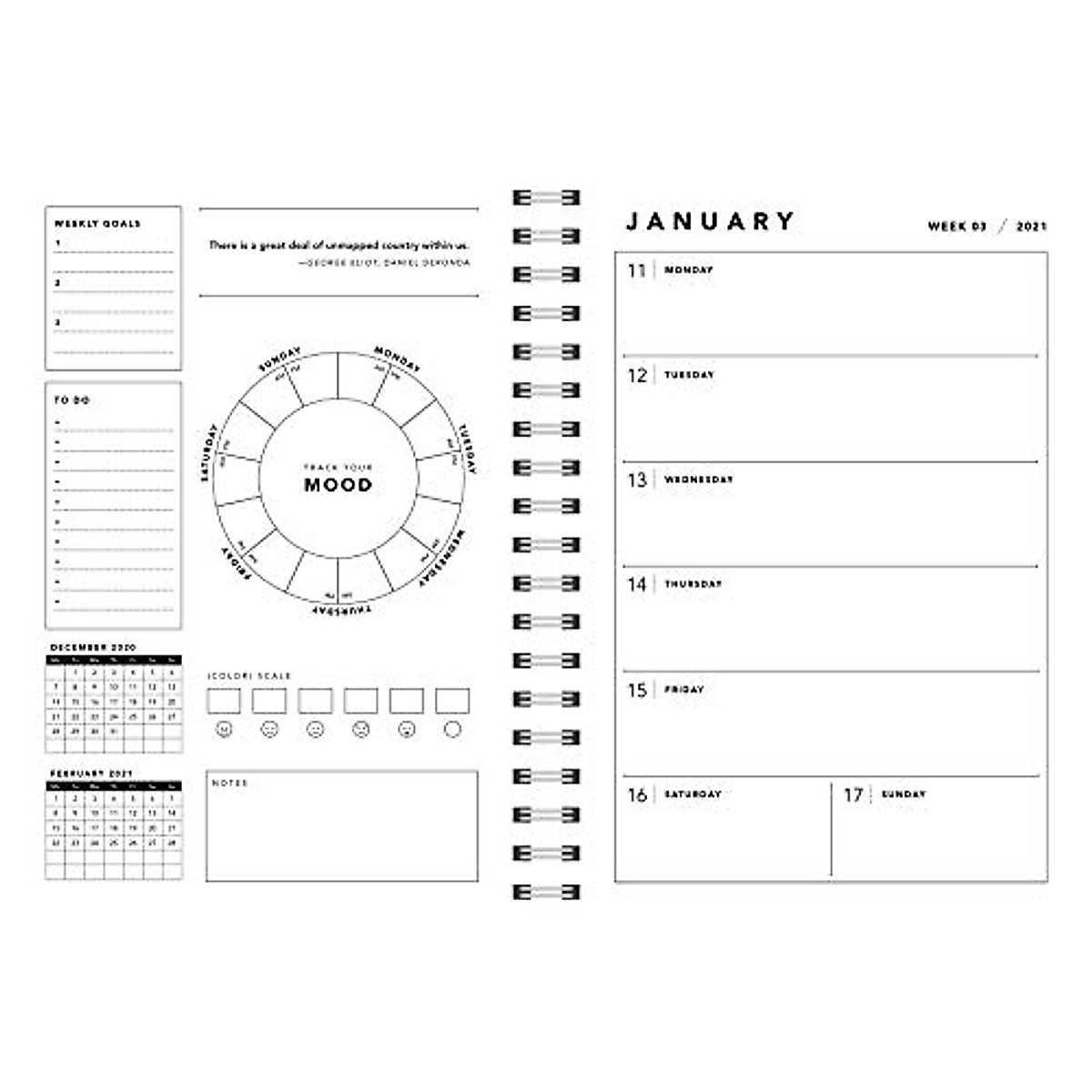 2021 Mood Tracker Planner: Understand Your Emotional Patterns; Create Healthier Mindsets; Unlock a Happier You! (Habit Tracker and Weekly Calendar)