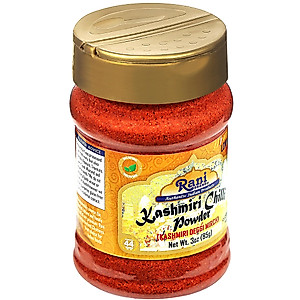 Rani Kashmiri Chilli Powder (Deggi Mirch, Low Heat) Ground Indian Spice 85g PET Jar ~ All Natural | Salt-Free | Vegan | Kosher | Gluten Friendly | Perfect for Deviled Eggs & Other Low Heat Dishes
