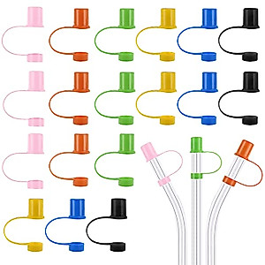 Prasacco 30 Pieces Straw Tips Cover, Colorful Plastic Drinking Straw Caps Reusable Drinking Straw Lids Straw Plug Drinking Dust Cap Drinking Straw Caps for 9 mm（0.35inch） Straws（6 Colors） (30 PCS)
