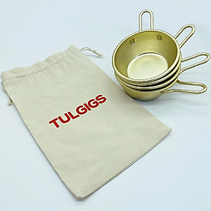 TULGIGS 4 pcs of Single-handed Nickel Silver Makgeolli Bowl, Korea Raw Rice Wine Glass Dongdongju Cup Made in Korea