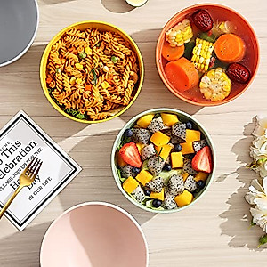 Berglander 26 oz Plastic Bowls Set of 8 Colors, Reusable and Sturdy Unbreakable Bowl for Soup,RSet of 8 Colorsamen, Popcorn,Salad, Drop Resistant Dinnerware BPA Free, Microwave Safe Dishwasher Safe