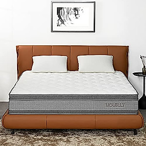 Molblly King Mattress, 10 Inch Cooling-Gel Memory Foam and Individually Pocket Innerspring Hybrid Bed Mattress in a Box, CertiPUR-US Certified,76”*80”, Medium Firm Size