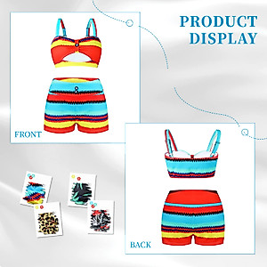 BOSREROY 2 Piece Women Swimsuit with High Waist Boyshort, Womens Bathing Suits Elastic& Strecthy for Beach Sports Swim Wear