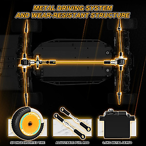 AMORIL 1:12 Fast Brushless RC Cars for Adults,Top Speed 100KM/H Remote Control Car with Independent ESC,3200KV Brushless Motor,3.5KG Metal Servo,Foam Tire,Sway Bar and Metal Rod,Orange