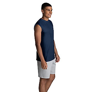 Fruit of the Loom Men's Eversoft Cotton Sleeveless T Shirts, Breathable & Moisture Wicking with Odor Control, Sizes S-4x, Muscle-2 Pack-Navy