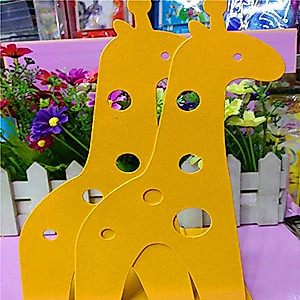 Loupdeloup Cute Bookends,Non Skid Giraffe Animal Book Ends for Shelves Decorative for Kids Yellow 1 Pair
