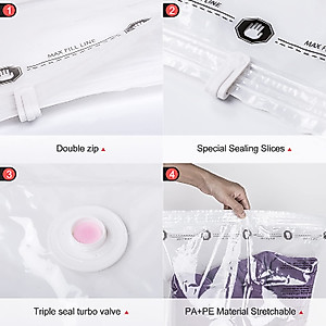 4 Pack Jumbo Vacuum Storage Bags, Durable, Double-Thickness, Space-Saving Storage Solution, Perfect for Duvets, Blankets, and Home Organization