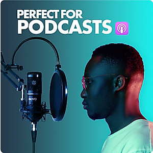 Movo PodPak2A 2-Pack Universal Cardioid Condenser Microphone Kit with Articulating Scissor Arm Mic Stand, Shock Mount, and Gooseneck Pop Filter - Podcast Equipment Set for YouTube, Podcast, Streaming