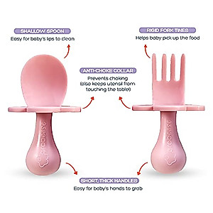 Grabease Toddler Utensils Baby Utensils Baby Forks for Self Feeding, BPA-Free & Phthalate-Free for Baby & Toddler, 1 Set, Blush