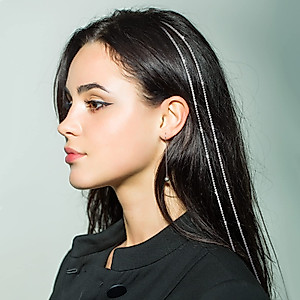 Chunyin Women's Hair Clip, Rhinestone Hair Accessories, 6 Count (Shiny Silver)