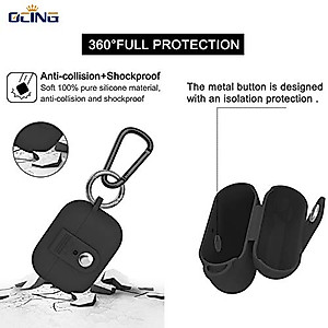 OCING 5 in One New Airpods Pro Case Be Safer (Upgraded in Aug. 2020)，Silicone Protective Case with Neck Strap and Sport Bracelet for Girl Men, Supports Wireless Charging [Front LED Visible](Black)