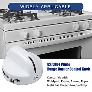 Range Burner Knob White 8273104, Gas Stove Knob Replacement Part Fit for Whirlpool & Sears - Replaces WP8273104 PS393679-4 Pack