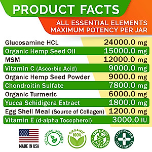 Hemp Chews for Dogs - Glucosamine Chondroitin for Dogs Joint Pain Relief with Hemp Oil, Hip & Joint Supplement Dogs, MSM Turmeric for Dogs Mobility, Dog Joint Supplement, Hemp Dog Treats Joints Health