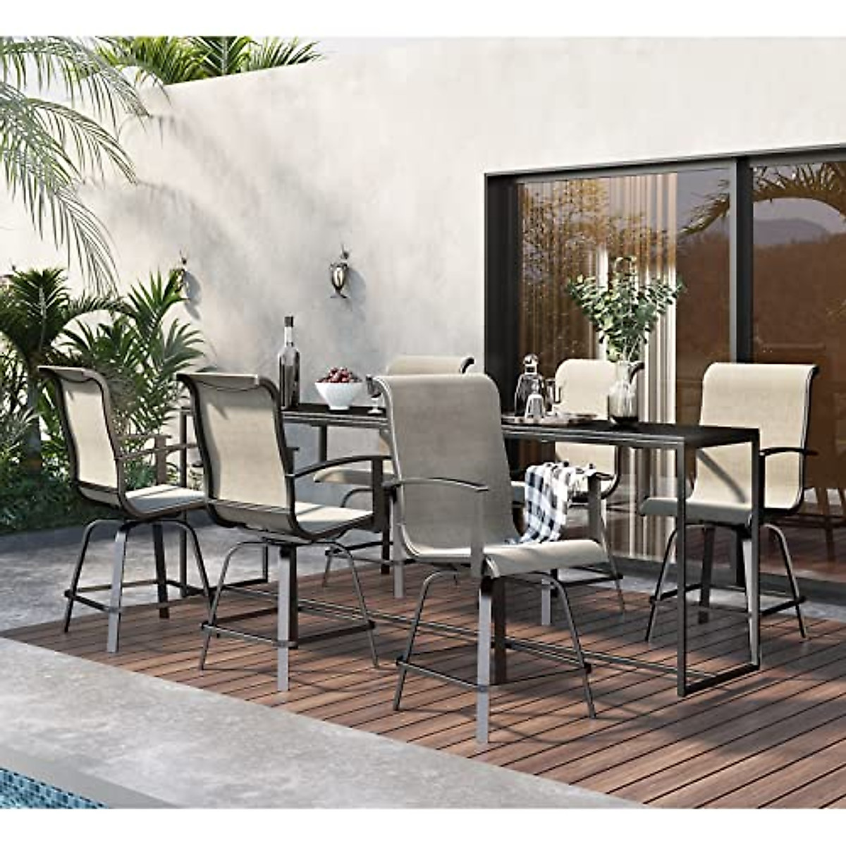 Grand patio Outdoor Counter Height Patiol Stools Set of 6, All-Weather Swivel Bar Chairs for Balcony, Poolside, Backyard, Garden (Coffee, 6PC)