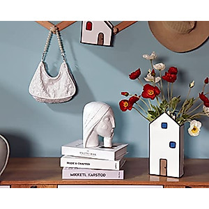 Saysmile Decorative Book Ends for Heavy Books, Unique Women Face Bookends for Shelves with Non-Slip Base Modern Resin Book Holders for Home Office Decor, Great Gifts for Book Lovers(Black&White)