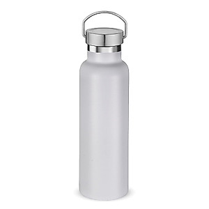 Neihepal White Stainless Steel Water Bottles,20 Ounce Vacuum Insulated Double Wall Travel Bottle with Leak Proof Lid of Handle,Metal Reusable Standard Mouth Flask Thermoses for School,Hikers,Gift