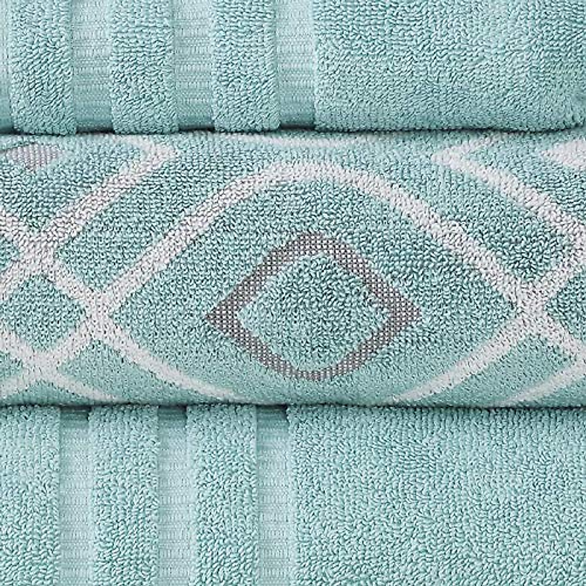 Modern Threads Amrapur Overseas 6-Piece Yarn Dyed Oxford Stripe Jacquard/Solid Ultra Soft 500GSM 100% Combed Cotton Towel Set [Aqua]