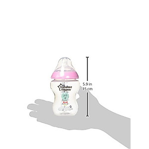 Tommee Tippee Closer to Nature Baby Bottles, Pink | Slow Flow Breast-Like Nipple with Anti-Colic Valve (9oz, 2 Count)