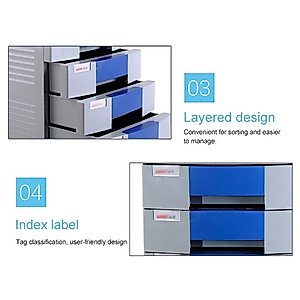 LEYT Flat File Cabinet, 4-Layer Drawer Storage Organization, with Lock/Blank Label，Suitable for Office Supplies