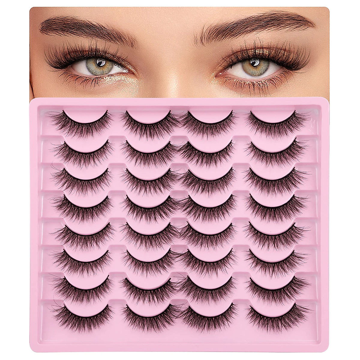 Lashes Natural Look Wispy Fasle Eyelashes 12mm Short Faux Mink Eyelashes Cat Eye Fluffy Strip Lashes Pack by Zegaine 16 Pairs