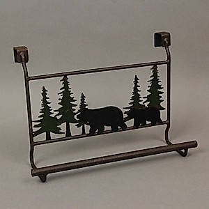Metal Rustic Black Bear Family Door Mounted Towel Rack Kitchen Cabinet Organizer