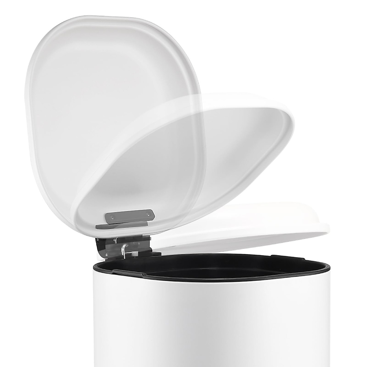 Takywep 8 Gallon Bathroom Step Trash Can, 30-Liter Square Foot Pedal Garbage Can with Soft-Close Lid for Kitchen, Without Inner Bucket, White