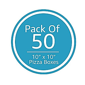 White Cardboard Pizza Boxes, Takeout Containers - 10 x 10 Pizza Box Size, Corrugated, Kraft – 50 Pack