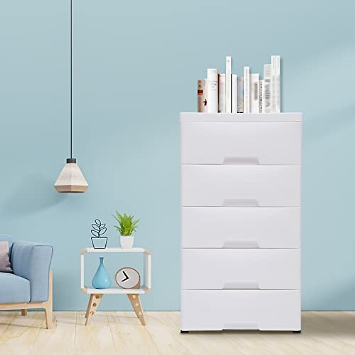 Miumaeov Plastic Drawers Dresser,Storage Cabinet with 5 Drawers, Closet Drawers Tall Dresser Organizer,Vertical Clothes Storage Tower,Home Furniture for Home Office, Hallway Entryway