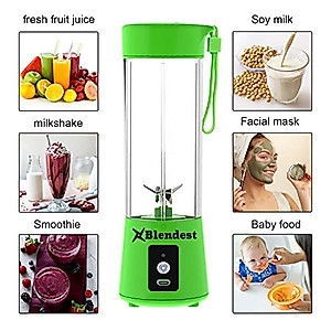 Blendest Portable Blender, USB Travel Juice Cup Personal Travel Blender Baby Food Mixing Machine with Updated 6 Blades with Powerful Motor Speed 18,000 rpm Rechargeable Battery,13.5 OZ (400ml) Green