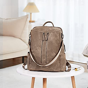 Telena Leather Backpack Purse for Women Convertible Fashion Travel Backpack Purse Ladies Shoulder Bag Camel Brown