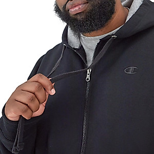 Champion, Powerblend, Comfortable Zip-Up Hoodie Sweatshirt for Men (Reg. or Big, Black C Logo, X-Large tall