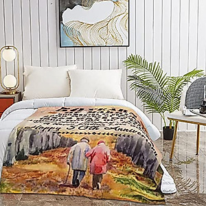 50th Anniversary Blanket Gifts, 50th Anniversary Wedding Gifts for Couple, Golden 50 Years of Marriage Gifts for Dad, Mom, Grandpa, Grandma, Grandparents, Throw Blanket for Wife Husband 50"x60"