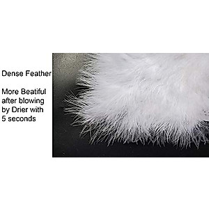 HAPPY FEATHER Handheld Marabou Feather Fan, 1920s Vintage Style Flapper Hand Fan for Costume Party and Dancing-White