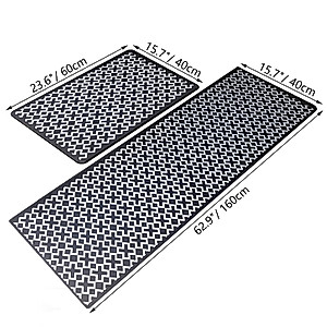 WENLION Kitchen Rug Non Skid Absorbent Kitchen Mat Washable Anti Fatigue 2PCS Set 15 inchx23 inch+15 inchx63 inch