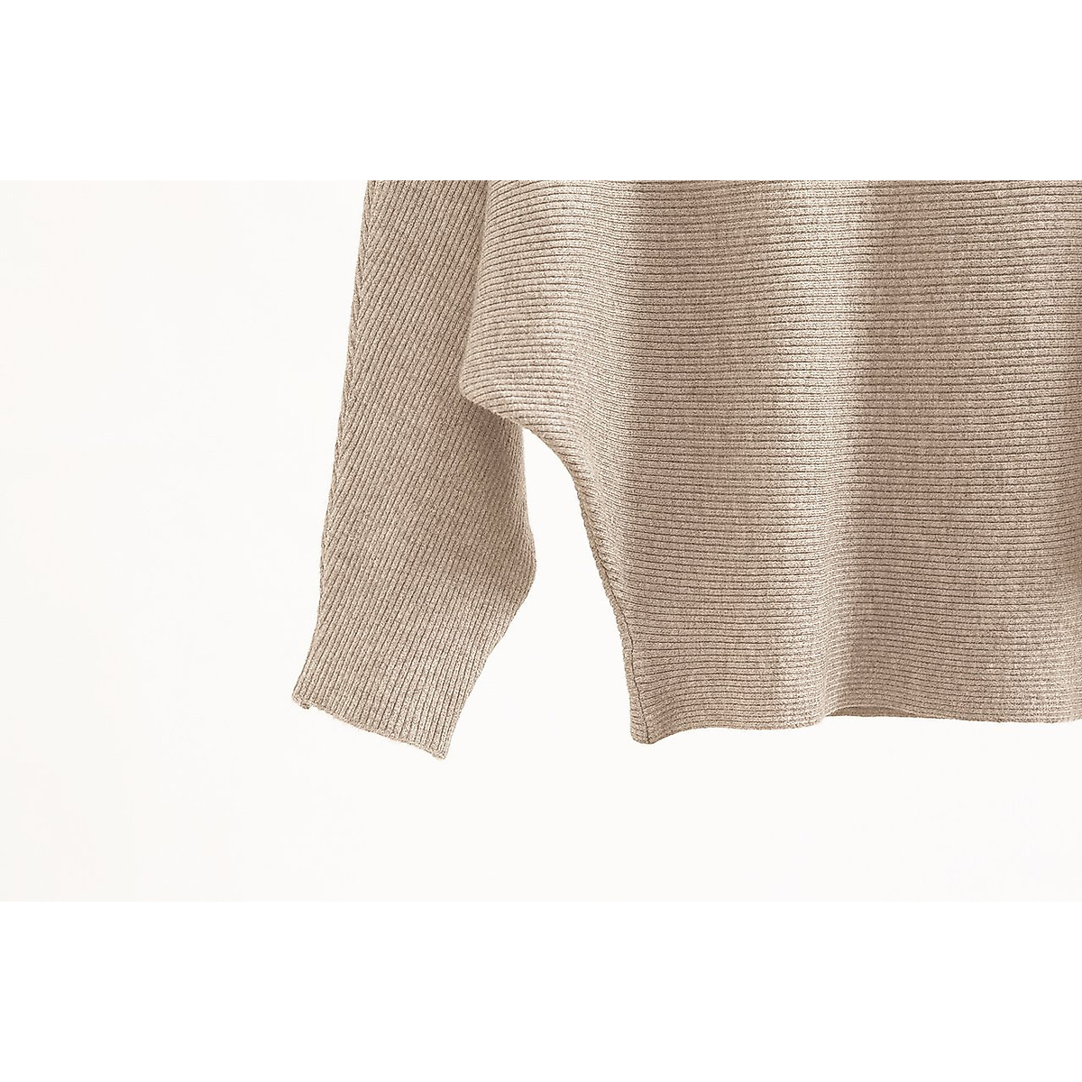 GABERLY Boat Neck Batwing Sleeves Dolman Knitted Sweaters and Pullovers Tops for Women (Khaki, One Size)