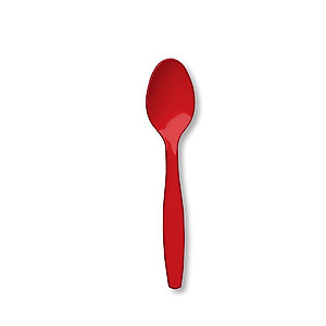 Creative Converting 50-Count Touch of Color Premium Plastic Spoons, Classic Red