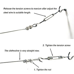 Clotheslines 20 2/3ft Portable for Travel, Curtain Wire Heavy Duty Stainless Steel, Windproof Anti-sag Laundry Rope Multipurpose Cable Camping/Cruise/Travel/Drying (20 2/3ft)