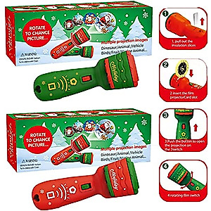 Christmas Flashlight Projector for Kids,21 Patterns Mini Card Slideshow Christmas Projector Flashlight with Christmas Tree Reindeer,Santa Claus,Snowman Pattern, for Kids Toddler