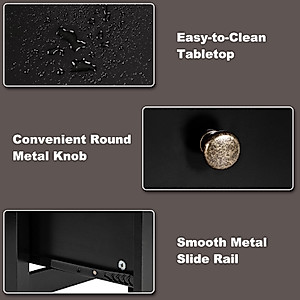 SILKYDRY Black Computer Desk with Drawers, 48’’ x 20’’ x 29.5’’ Home Office Computer Workstation, Modern Executive Desks, Teens Writing Study Table Laptop Desk for Bedroom, Study, Small Space (Black)