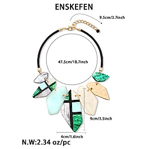 ENSKEFEN Acrylic Collar necklace for Women Bib Statement Necklace Red Chunky Novelty Acrylic Necklace Multicolor Costume Jewelry