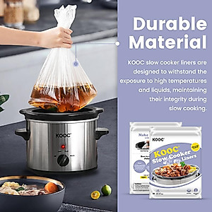 KOOC Slow Cooker Liners 8"x11" 20 Count Mini Size Disposable Pot Liners Cooking Bags Fit 0.65 qt to 1.25 qt Pot BPA Free Fresh Locking Seal Design