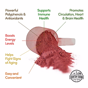 COUNTRY FARMS Super Reds, Energizing Polyphenol Superfood, 48 Super Fruits and Berries, Powerful Antioxidants and Polyphenols, Supports Energy, 20 Servings, Mixed Berry Flavor