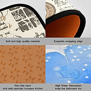 J JOYSAY Coffee Theme Symbol Retro Kitchen Rugs and Mat 2 Pieces Set Cushioned Anti Fatigue Kitchen Mat Non Slip Comfort Standing Mat Washable Farmhouse Decor for Kitchen Floor Home Office Laundry