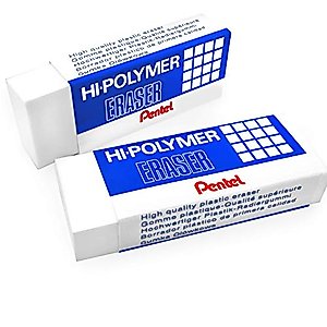 Hi-Polymer Large Plastic Rubbers Erasers - White - Pack of 2