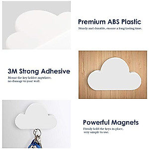 MoKo Magnetic Key Holder, [2 Pack] Magnetic Key Rack Organizer Hooks with Adhesive Magnetic Key Ring Holder for Wall Door - White