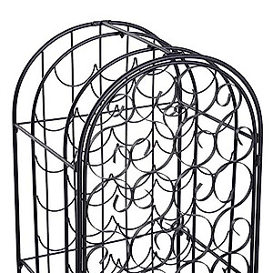 HOMCOM 35 Bottle Wrought Iron Wine Rack Jail with Lock - Black