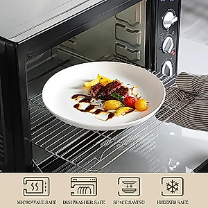 MALACASA 10.5 Inch Dinner Plates Set of 6, Porcelain Round Dessert Plates, Serving Plates, Salad Plates Set, Microwave & Dishwasher Safe, White, Series REG