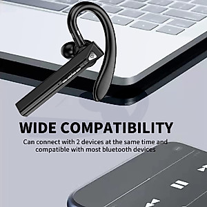 Bluetooth Earphones Suitable for Truck Drivers, Single Ear Bluetooth Earphones with Noise reducing Microphone, Suitable for Driving Business Offices for 120 Hours with Long Battery Life