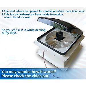 hurrventer Build-in Rain Shield Rv Roof Vent Fan Trailer 10 Speed Remote Control